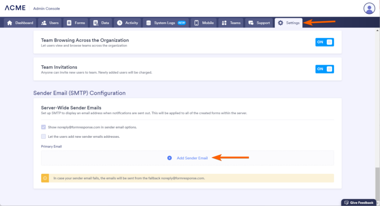 How to Add a Server Wide Custom Sender Email by SMTP