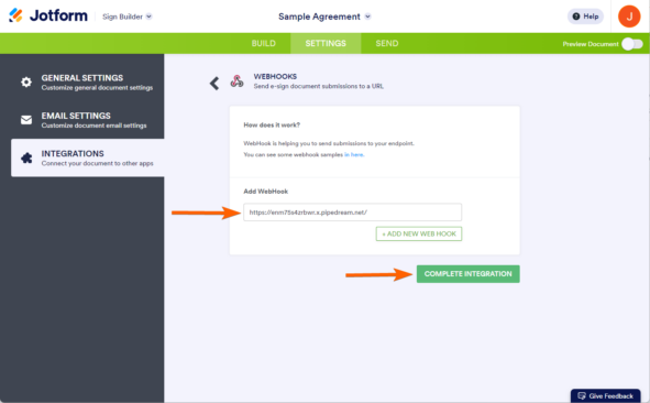 How to Set up a Webhook With Jotform Sign