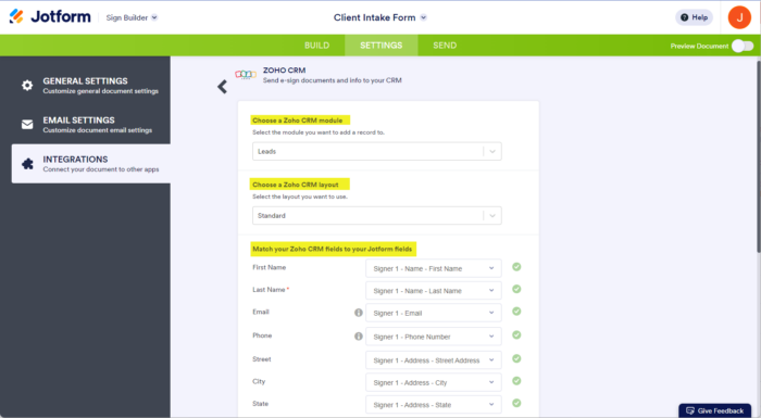 How to Integrate Jotform Sign With Zoho CRM