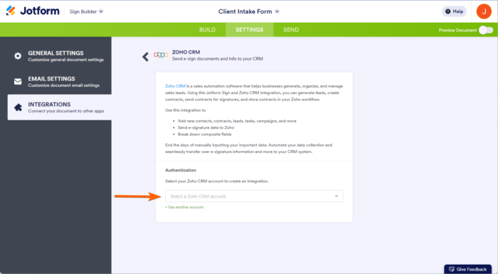 How to Integrate Jotform Sign With Zoho CRM