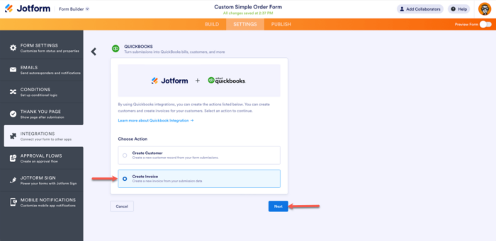 How to Create an Invoice with Jotform’s QuickBooks Integration