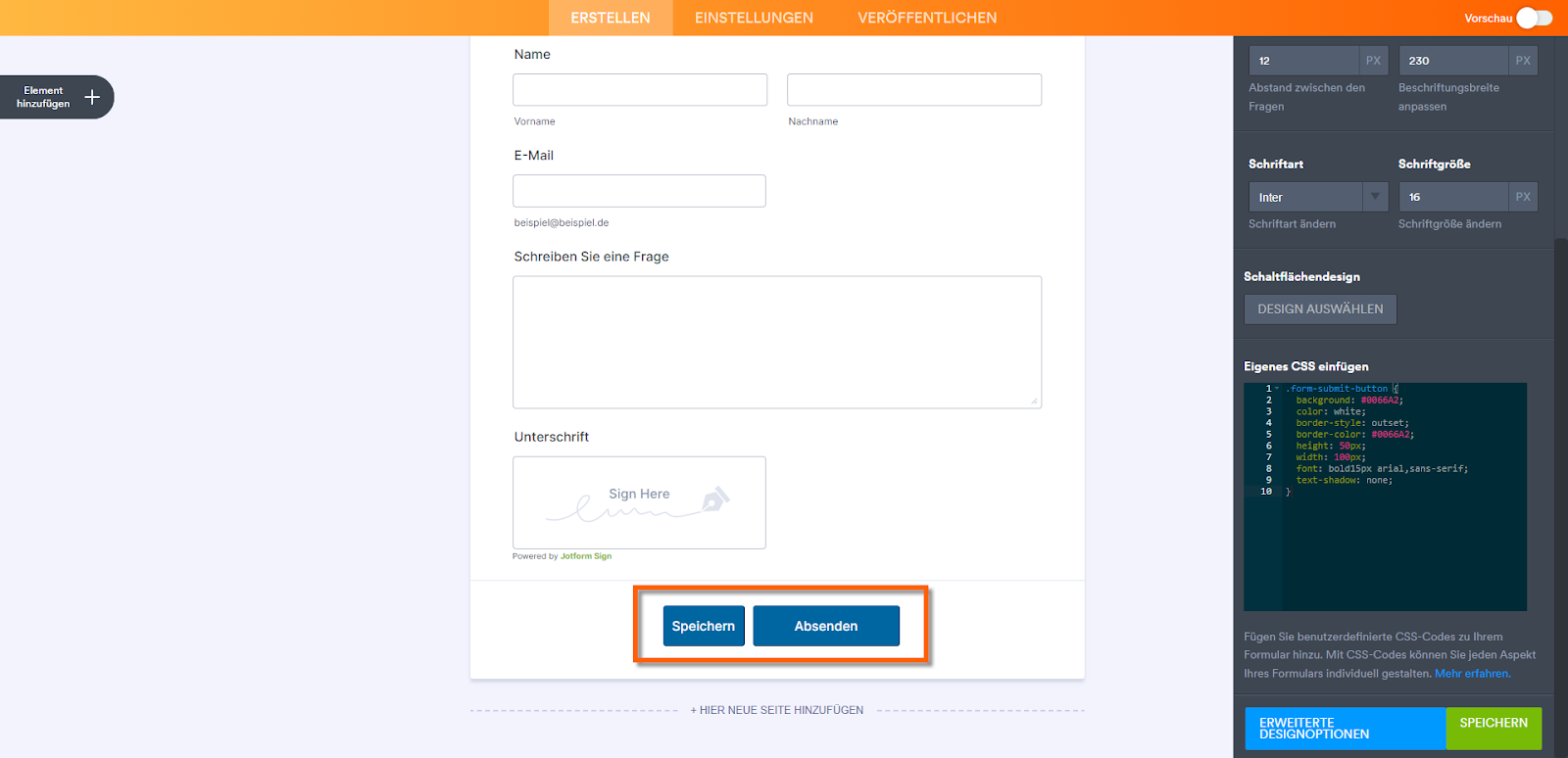 Wie Sie mit CSS den Absenden Button anpassen