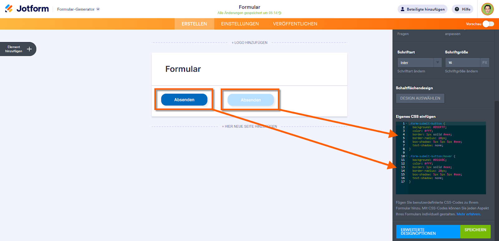 Wie Sie mit CSS den Absenden Button anpassen