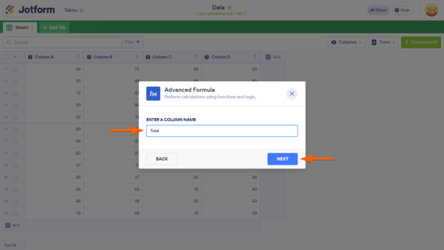 How to Get the Sum of Fields in Jotform Tables