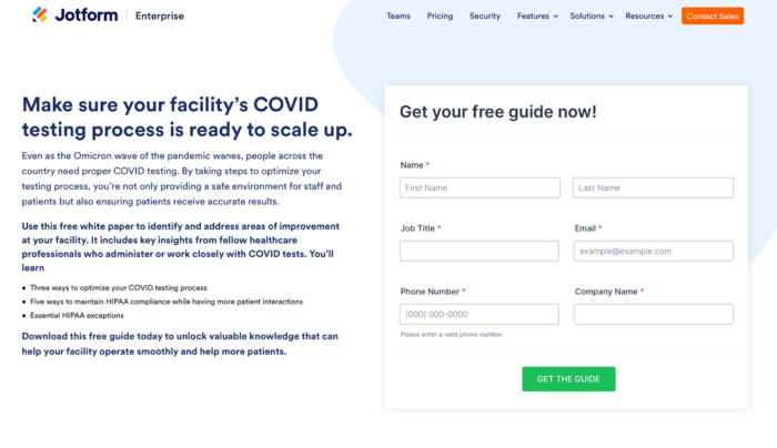 6 examples of an effective landing page with a form | The Jotform Blog