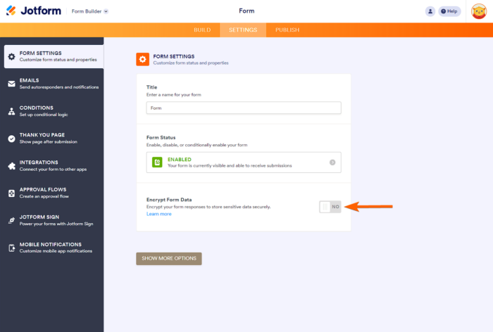 How to Enable Form Encryption