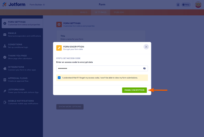 How to Enable Form Encryption
