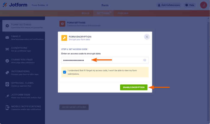 How to Enable Form Encryption