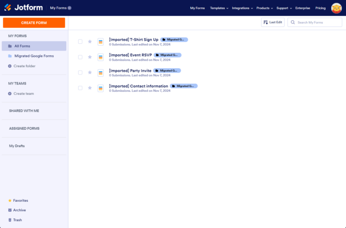 How to Import Google Forms to Jotform
