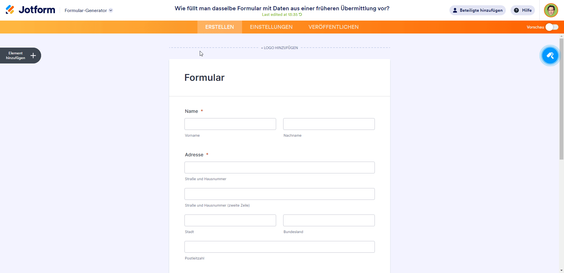 Wie füllt man dasselbe Formular mit Daten aus einer früheren ...