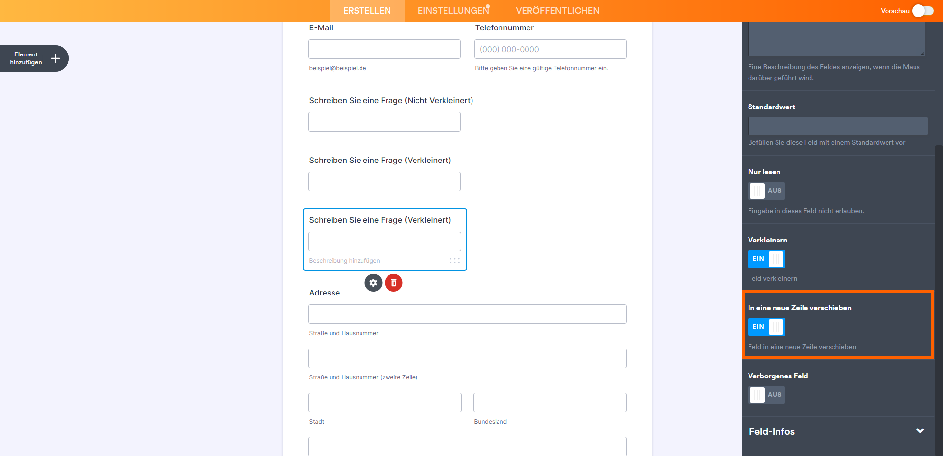 Formularfelder nebeneinander ausrichten