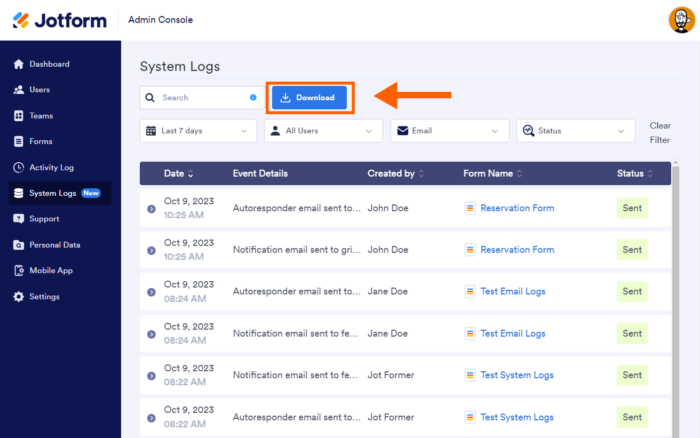 How to use System Logs for powerful Enterprise reporting | The Jotform Blog
