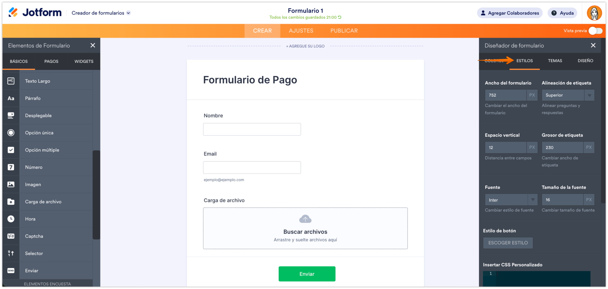 Cómo insertar códigos CSS personalizados