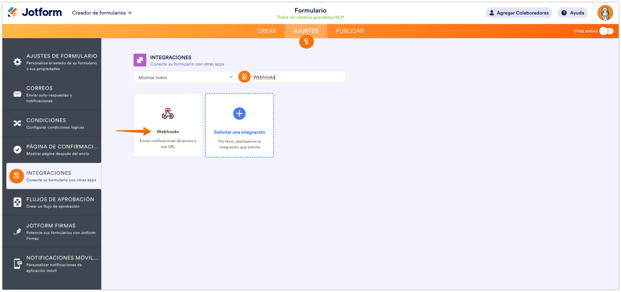 Cómo configurar un Webhook con Jotform