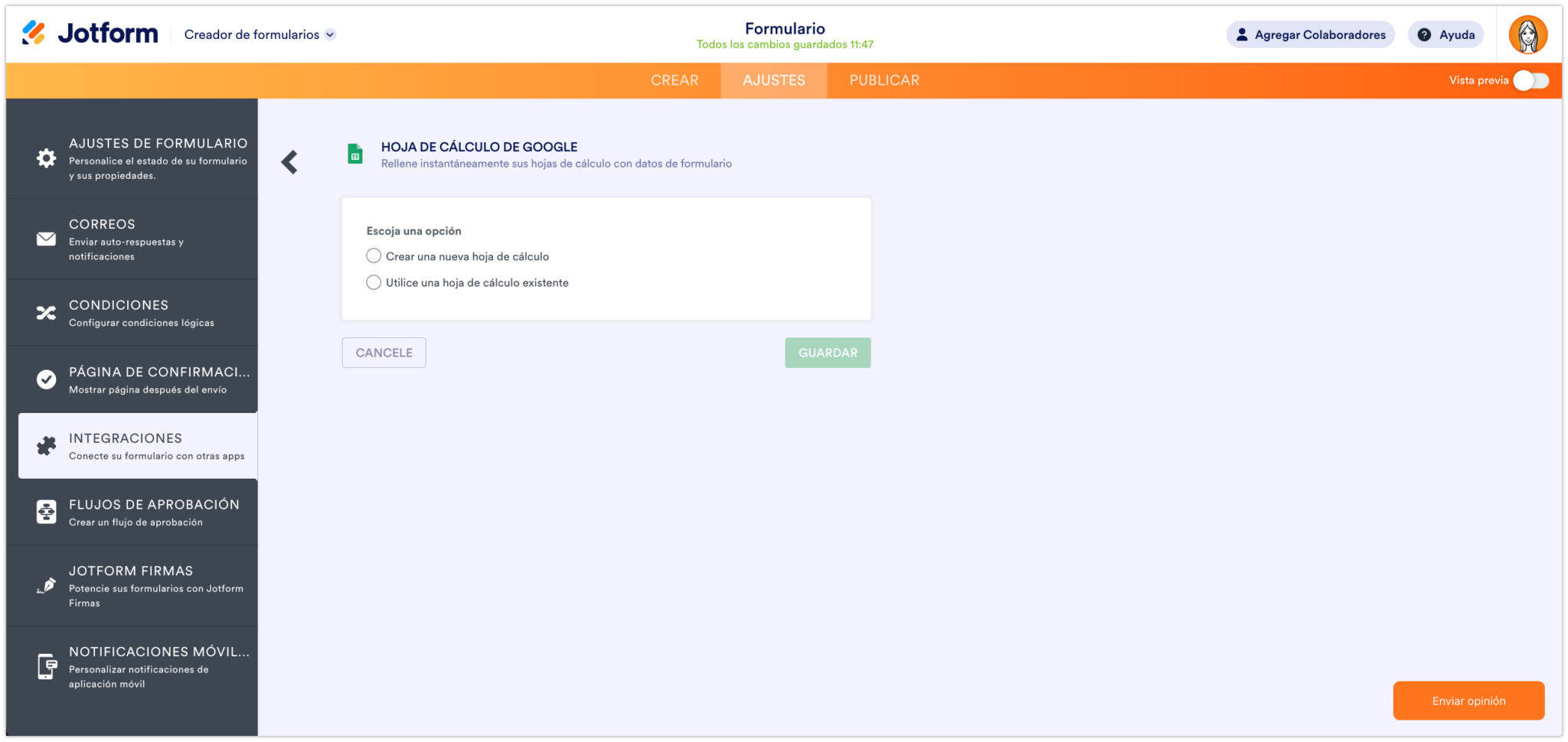 Cómo integrar formularios en Google Sheets
