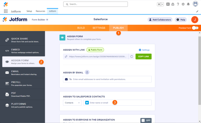 How to Assign a Form to Salesforce Contacts
