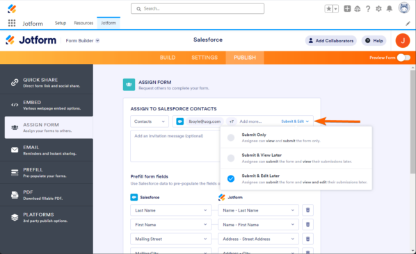 How to Assign a Form to Salesforce Contacts