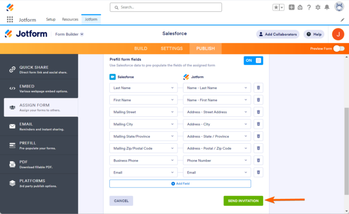 How to Assign a Form to Salesforce Contacts
