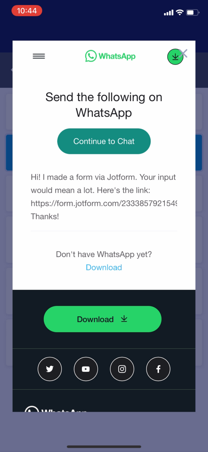How to Share a Jotform App through WhatsApp