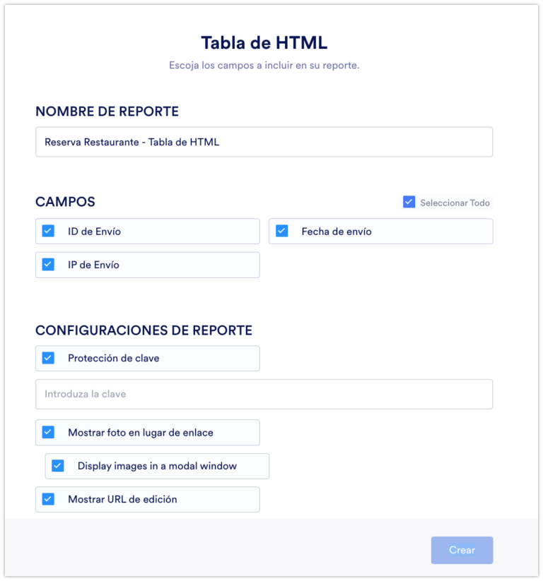 Cómo crear un informe de listado de tablas HTML