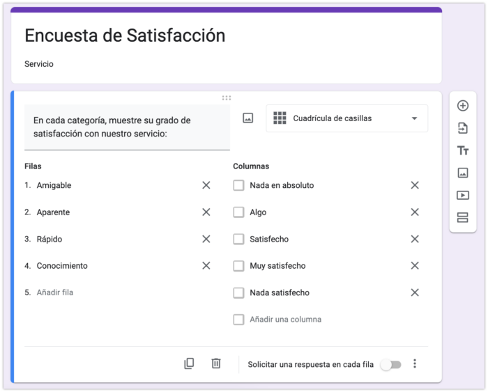 Cómo añadir una cuadrícula de opción múltiple en los Formularos Google | The Jotform Blog