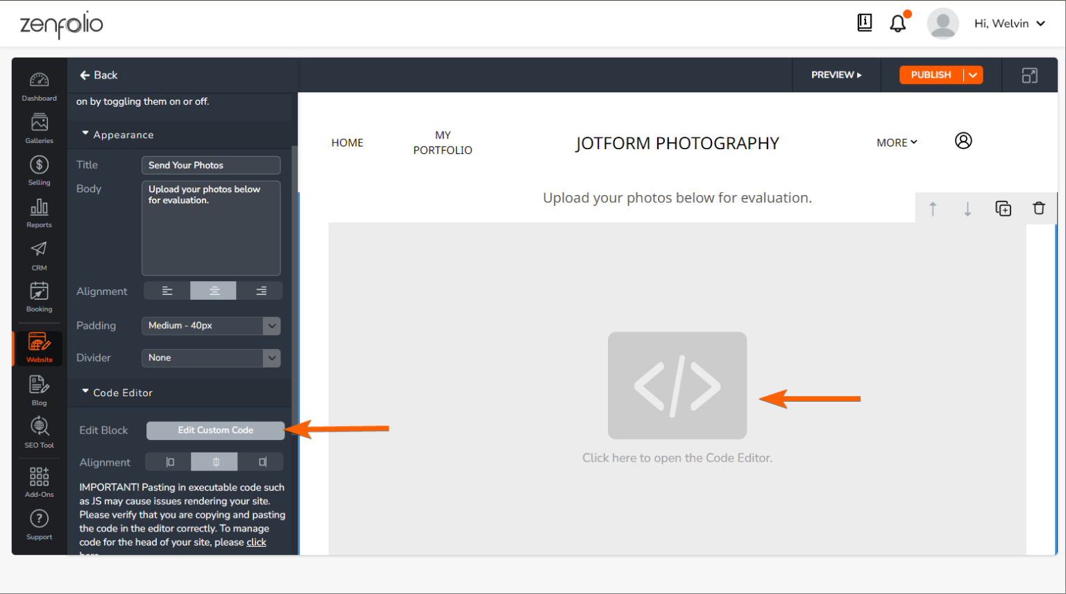 How to Add a Form to Zenfolio ProSuite/Portfolio Plus