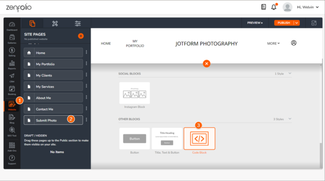How to Add a Form to Zenfolio ProSuite/Portfolio Plus