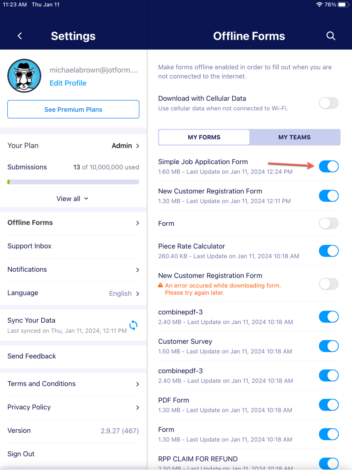 How to use Offline Forms on an iPad