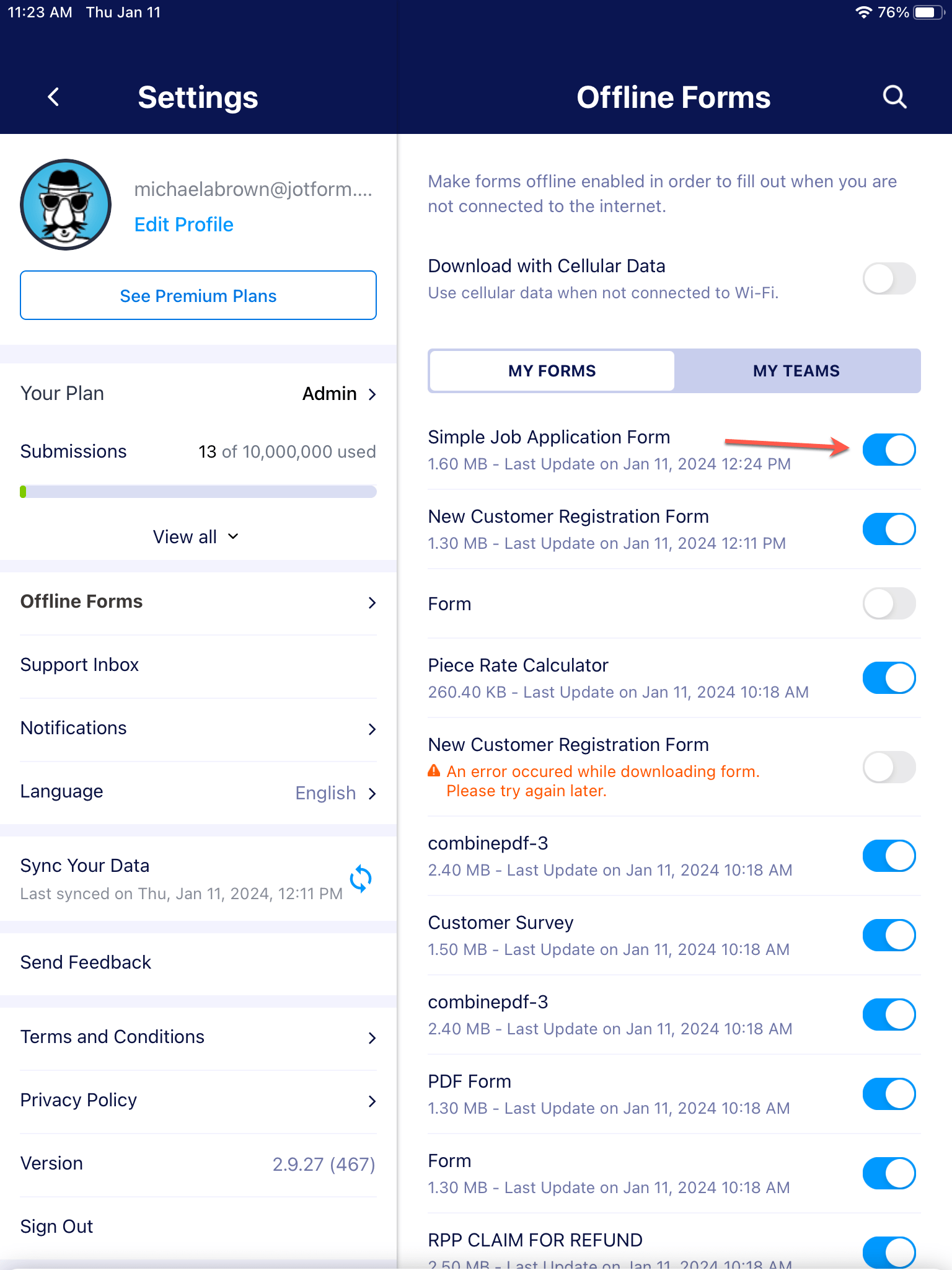 How to use Offline Forms on an iPad