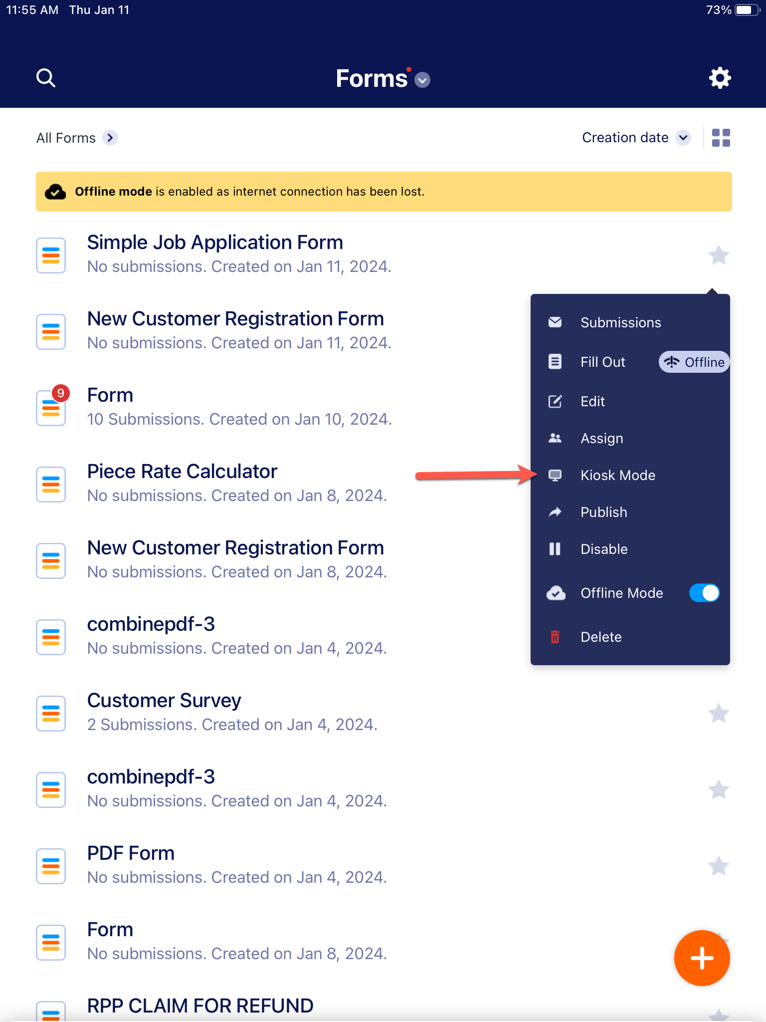 How to use Offline Forms on an iPad