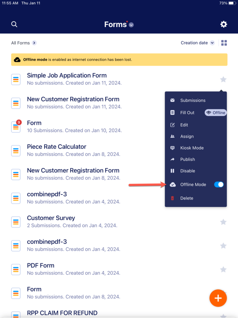 How to use Offline Forms on an iPad