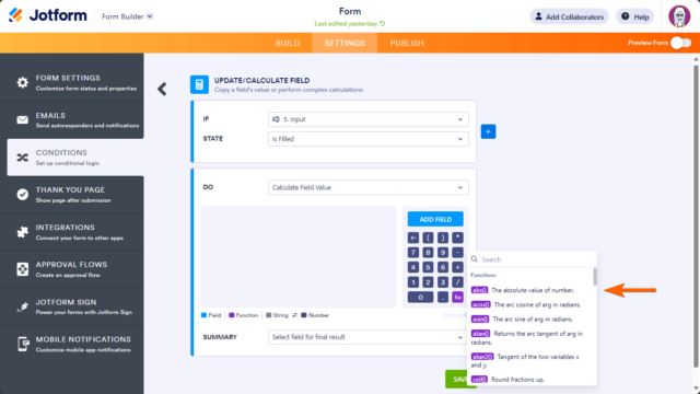 Form Calculation: Math Function Reference