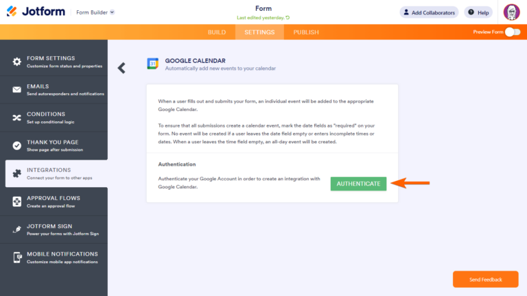 How to Integrate Google Calendar With Your Form