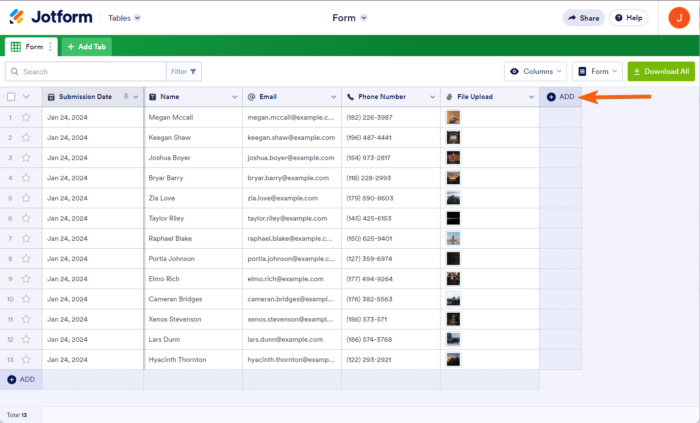 How to Send Data to Other Apps in Jotform Tables