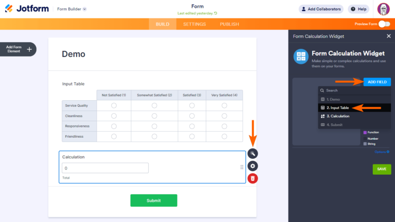 Performing Calculations With Input Table