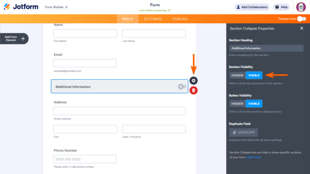 How to Show or Hide Multiple Fields Conditionally With Section Collapse