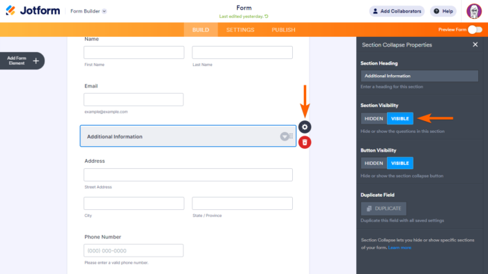 How to Show or Hide Multiple Fields Conditionally With Section Collapse