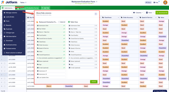 How to Add and Organize Columns in Jotform Tables