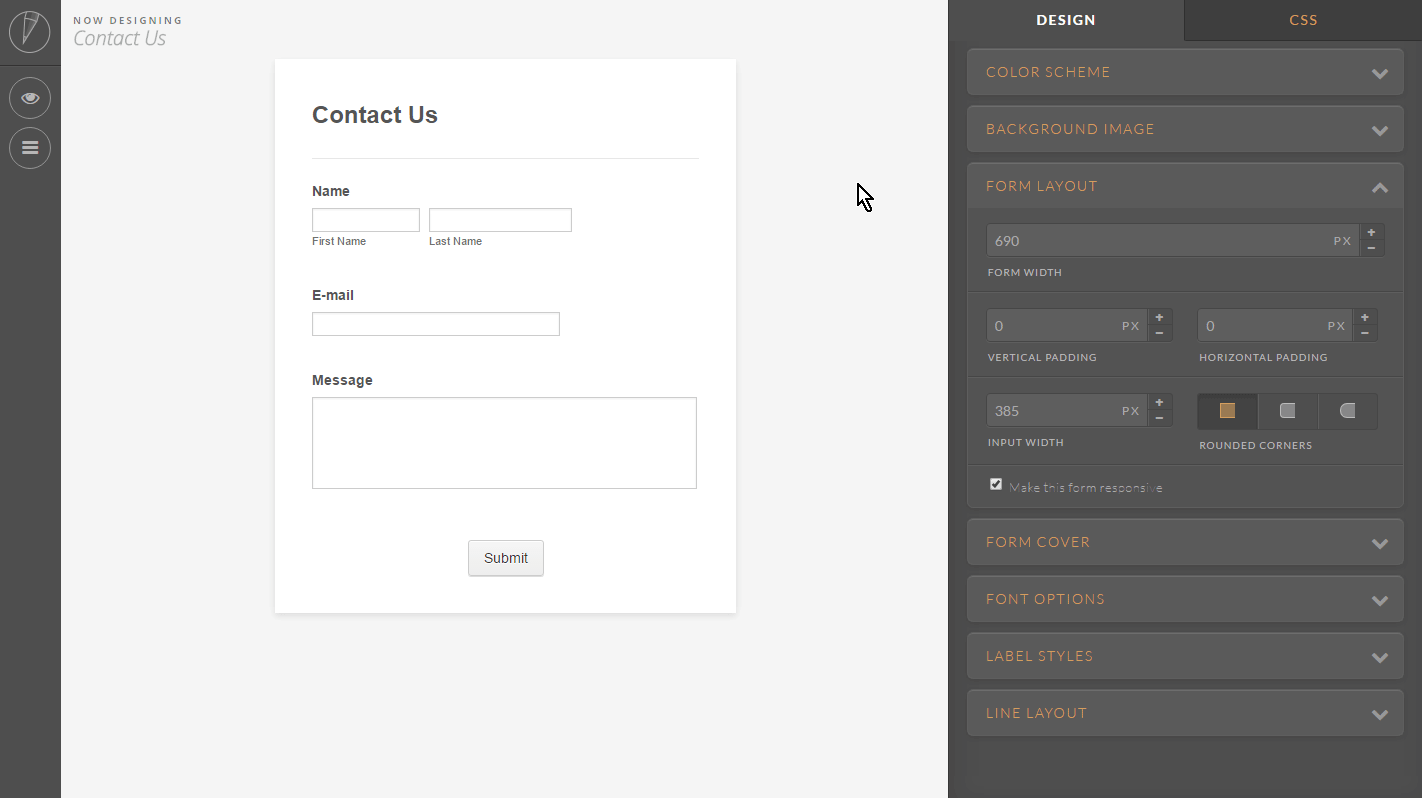 Wie Sie das Formular mit dem Formular-Designer-Tool responsiv gestalten