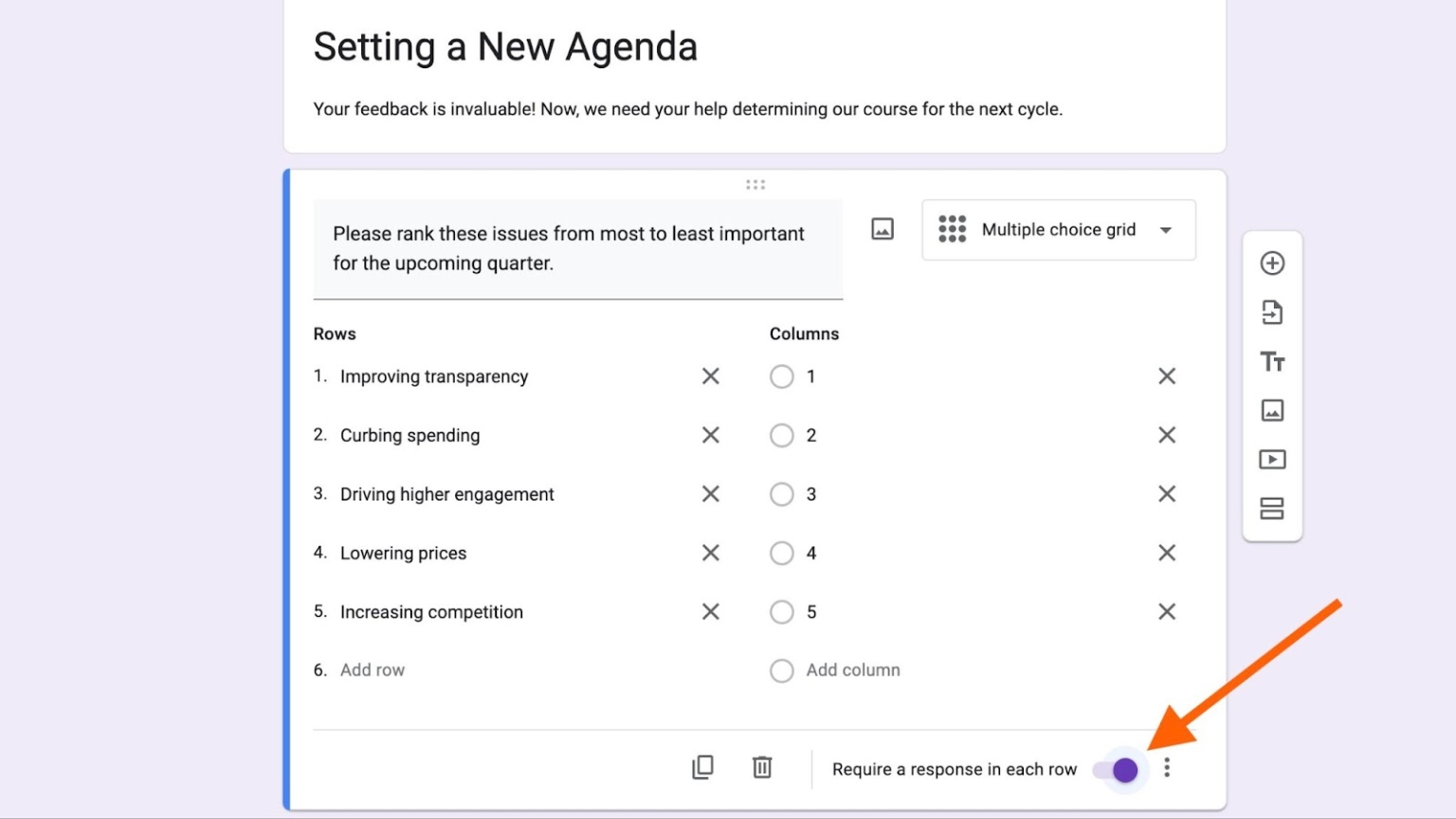 How to add ranked choices in questions in Google Forms | The Jotform Blog