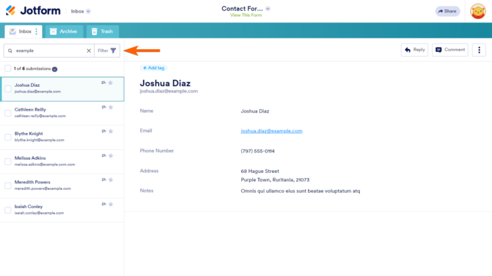 How to Search and Filter Submissions in Jotform Inbox