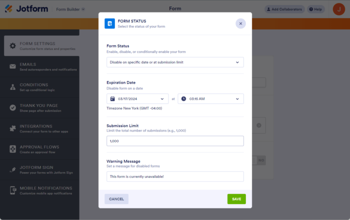 How to Enable or Disable a Form