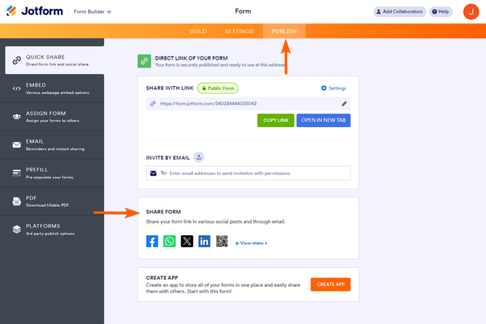 How to Share Form Link in Social Media