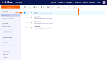 How to Delete a Form