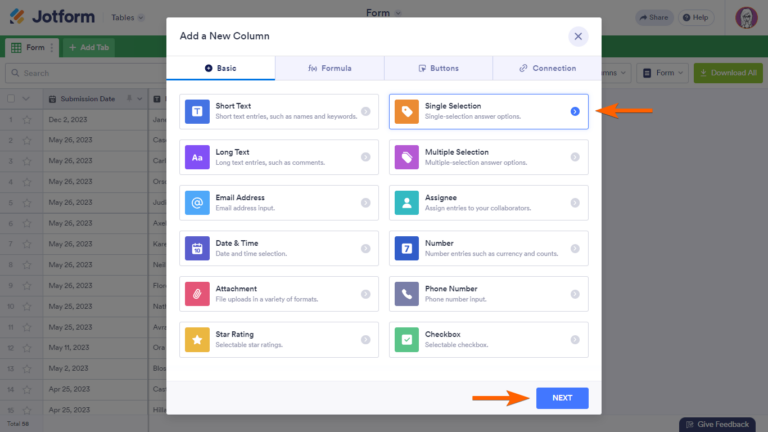 How to Create a Dropdown List in Jotform Tables