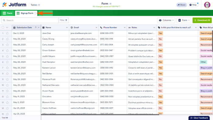 How to Get Data From Other Forms in Jotform Tables