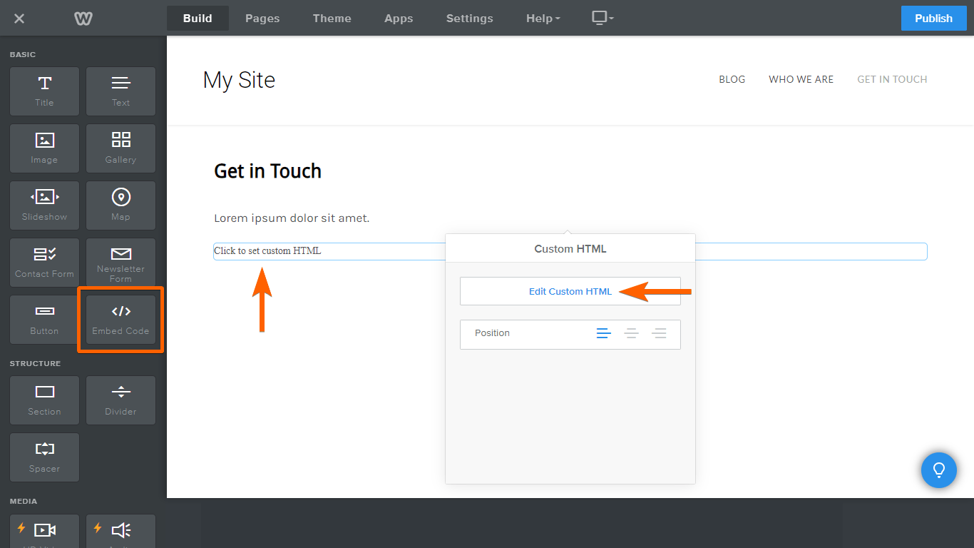 Adding a Form to Weebly
