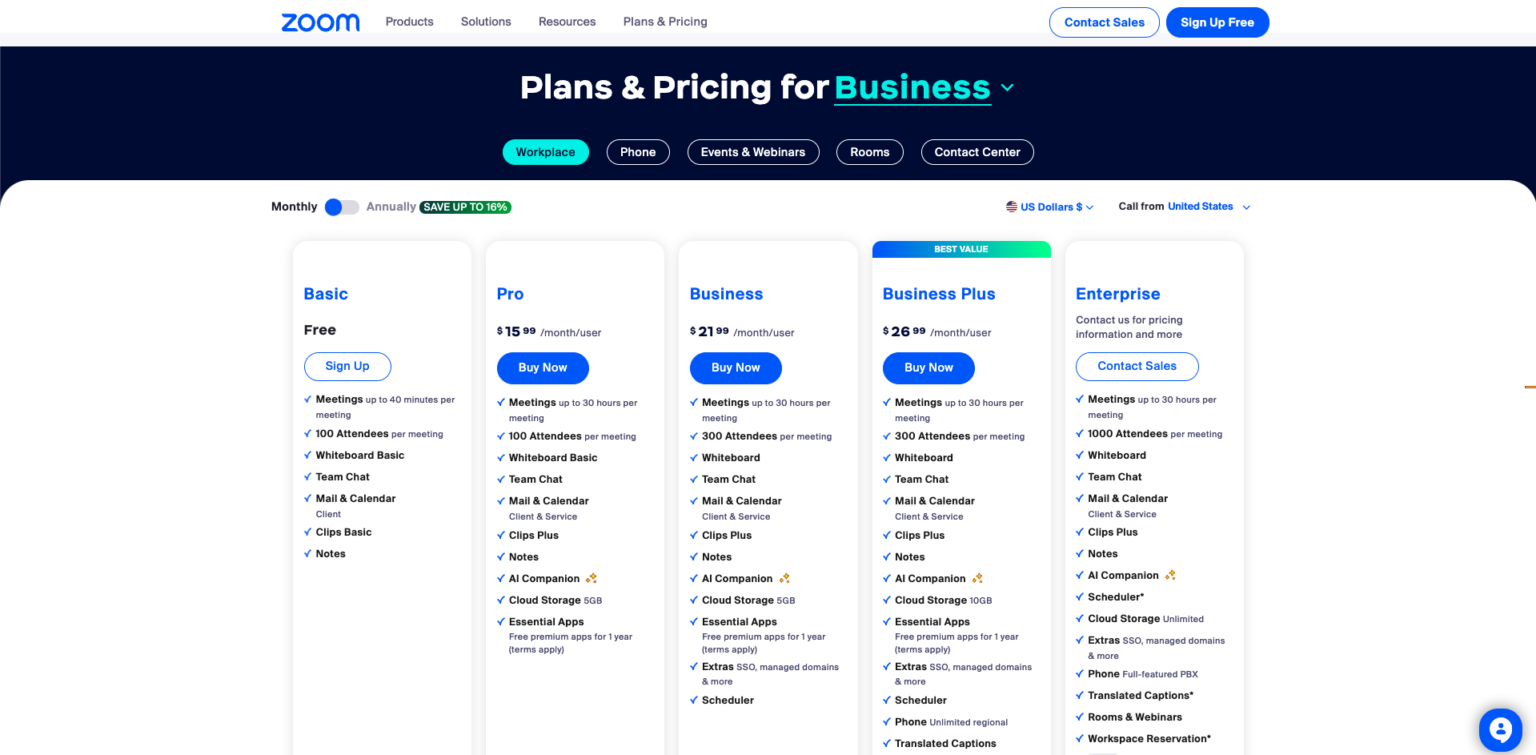 Zoom pricing plans comparison | The Jotform Blog