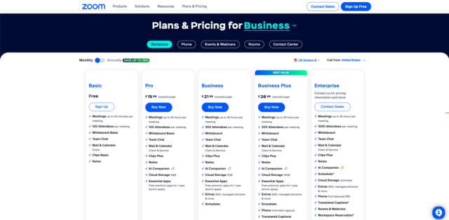 Zoom pricing plans comparison | The Jotform Blog
