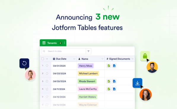 Announcing 3 new updates to Jotform Tables | The Jotform Newsletters